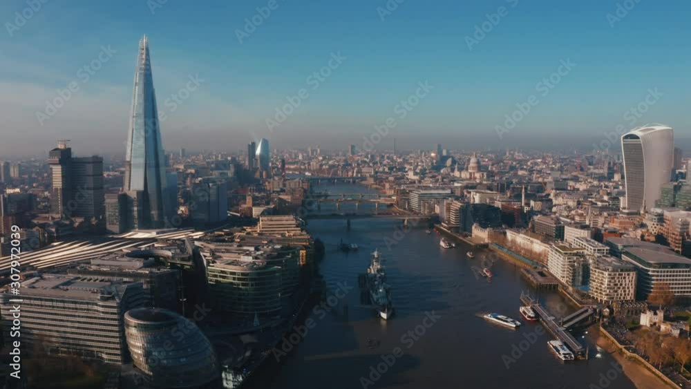 South London Aerial City View around Waterloo, Tower Bridge, Greenwich ...