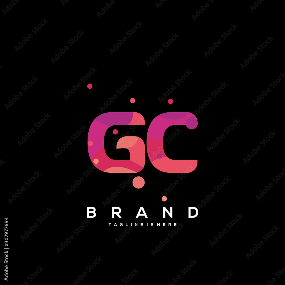 Initial letter GC logo with colorful, letter combination logo design ...