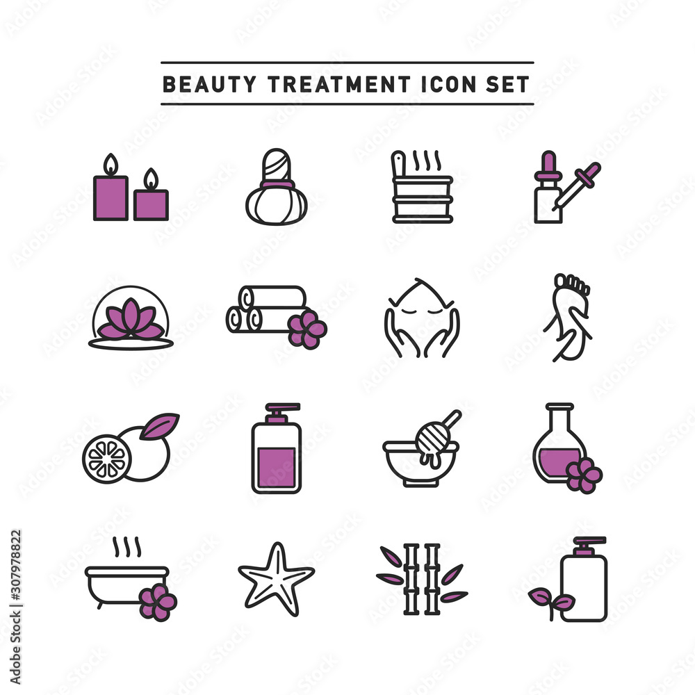 BEAUTY TREATMENT ICON SET Stock Vector | Adobe Stock