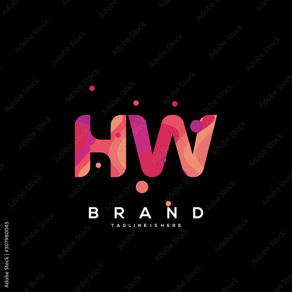 Initial letter HW logo with colorful, letter combination logo design ...