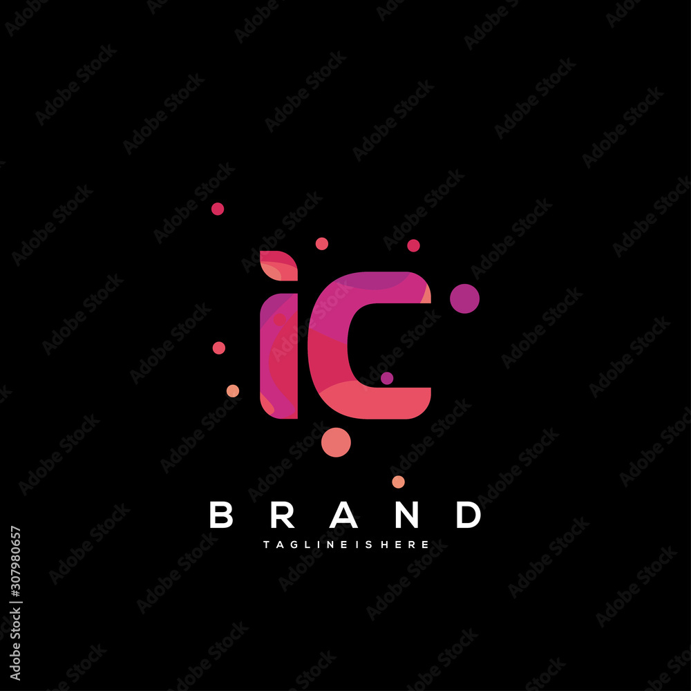 Initial letter IC logo with colorful, letter combination logo design ...