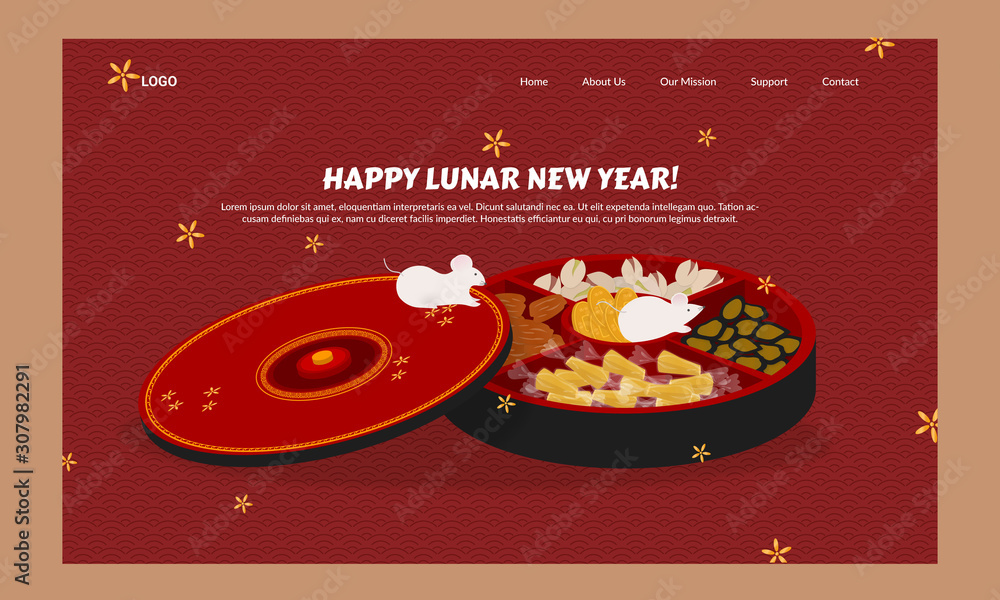 Cartoon lunar new year wallpaper concept - 2020, year of the rat ...