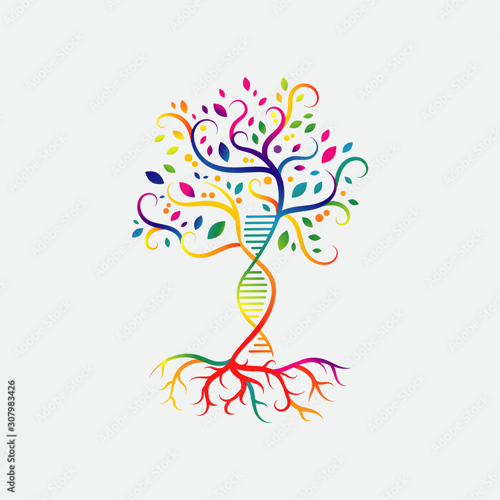 helix dna tree logo design vector icon. simple sign nature DNA strand ...