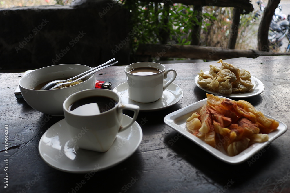 food and drinks are served at the Merapi coffee shop ( Indonesian ...