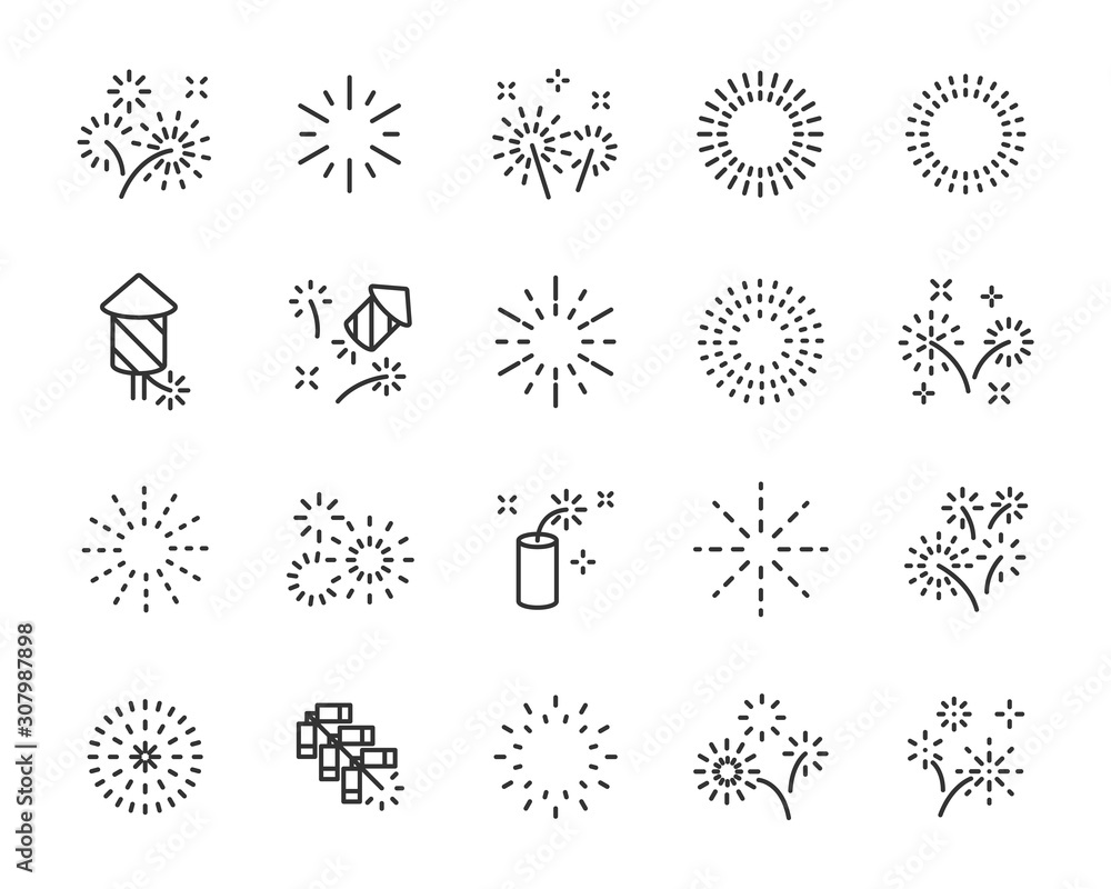 set of firework icons, celebration, happy new yeaar, chinese firework ...
