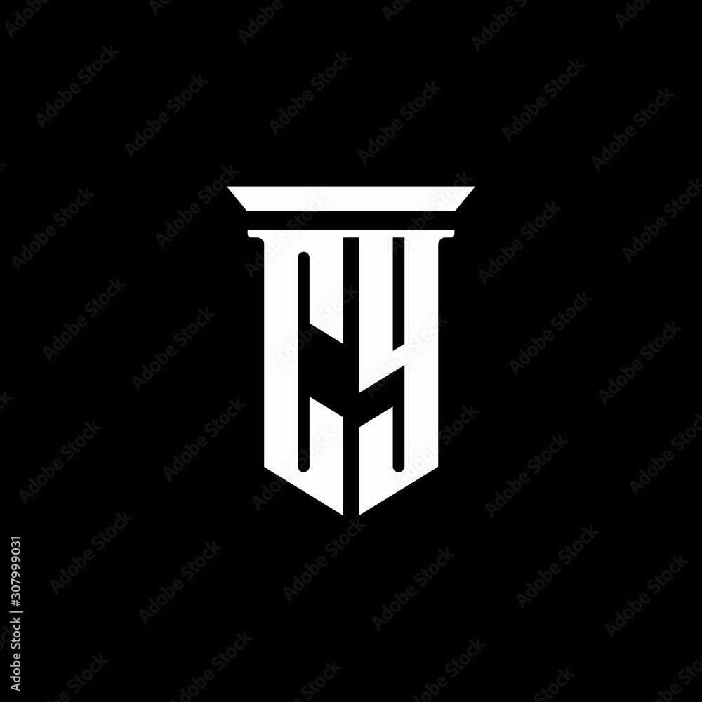 CY monogram logo with emblem style isolated on black background Stock ...