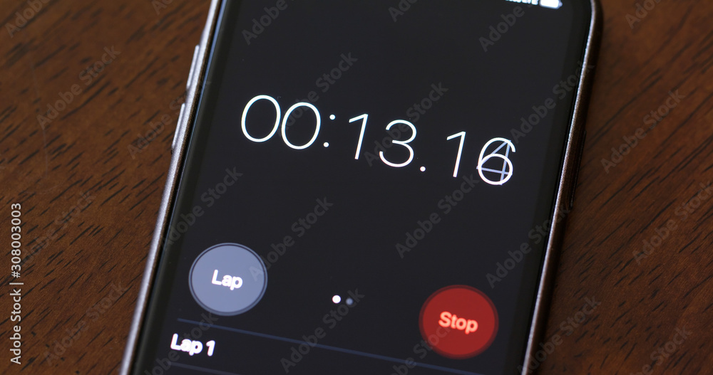 Numerical digital stopwatch with white number and black screen on ...