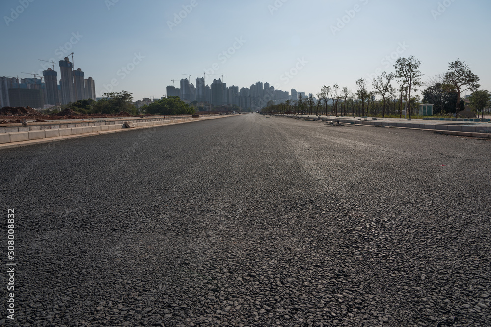 Urban asphalt road perspective view Stock Photo | Adobe Stock