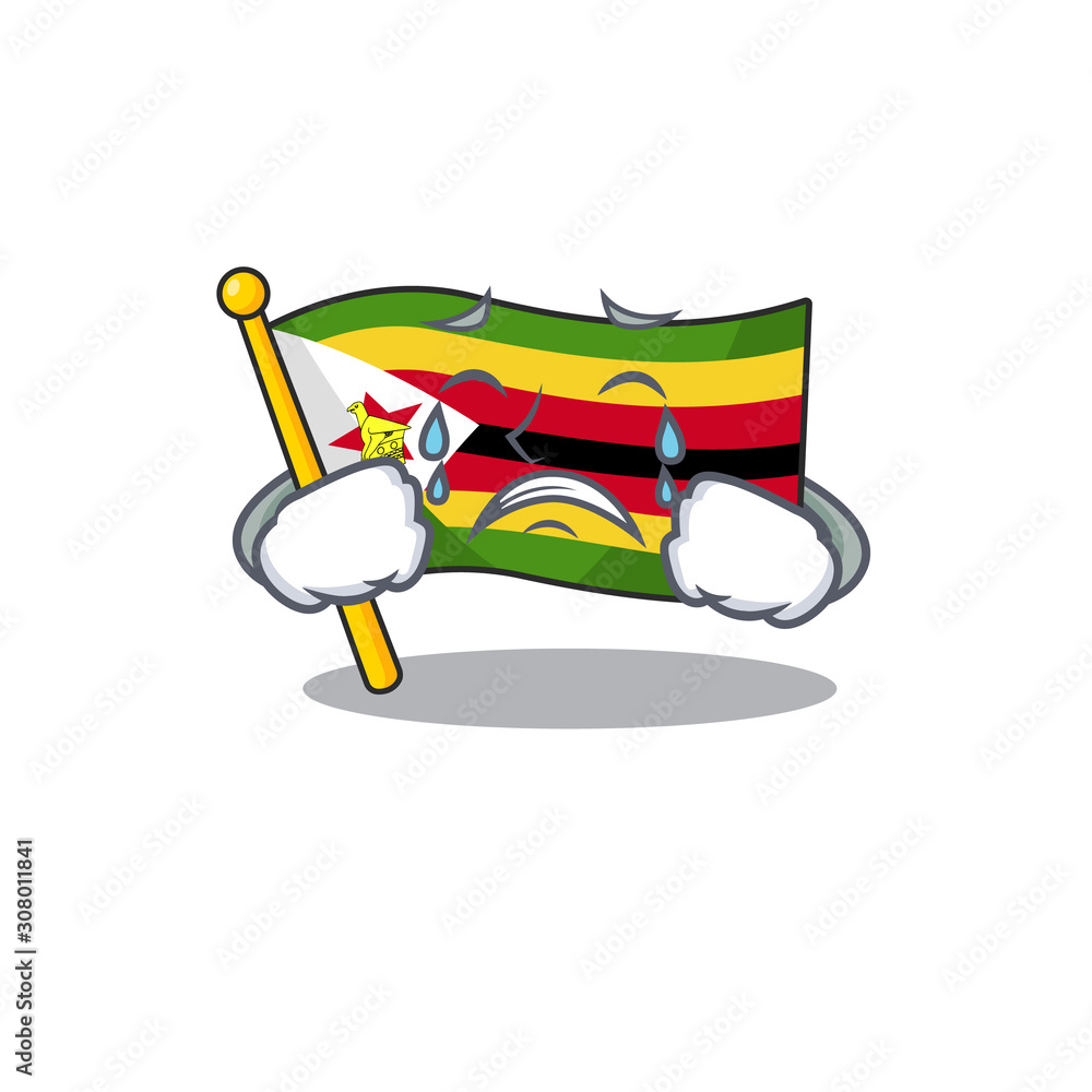 Sad Crying flag zimbabwe mascot cartoon style Stock Vector | Adobe Stock