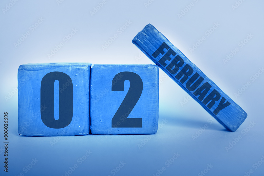 february 2nd. Day 2 of month, Handmade wood cube calendar with date ...