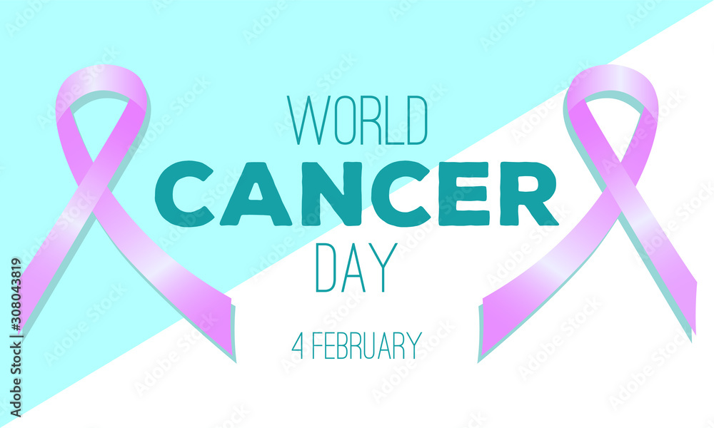 World Cancer Day awareness banner concept with ribbons and text ...