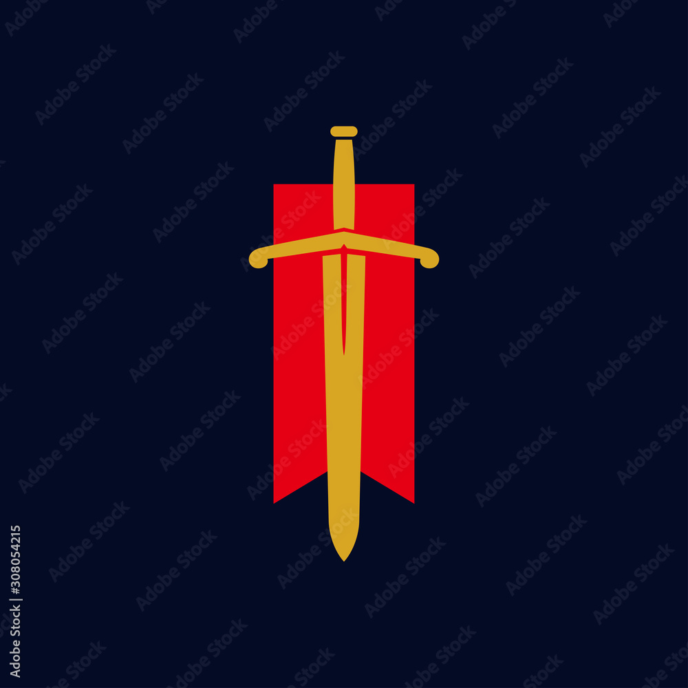 premium elegant sword logo design vector. heraldic knight sword symbol ...