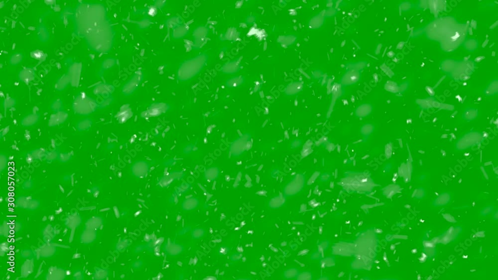 High quality motion animation snow falling on green screen background ...