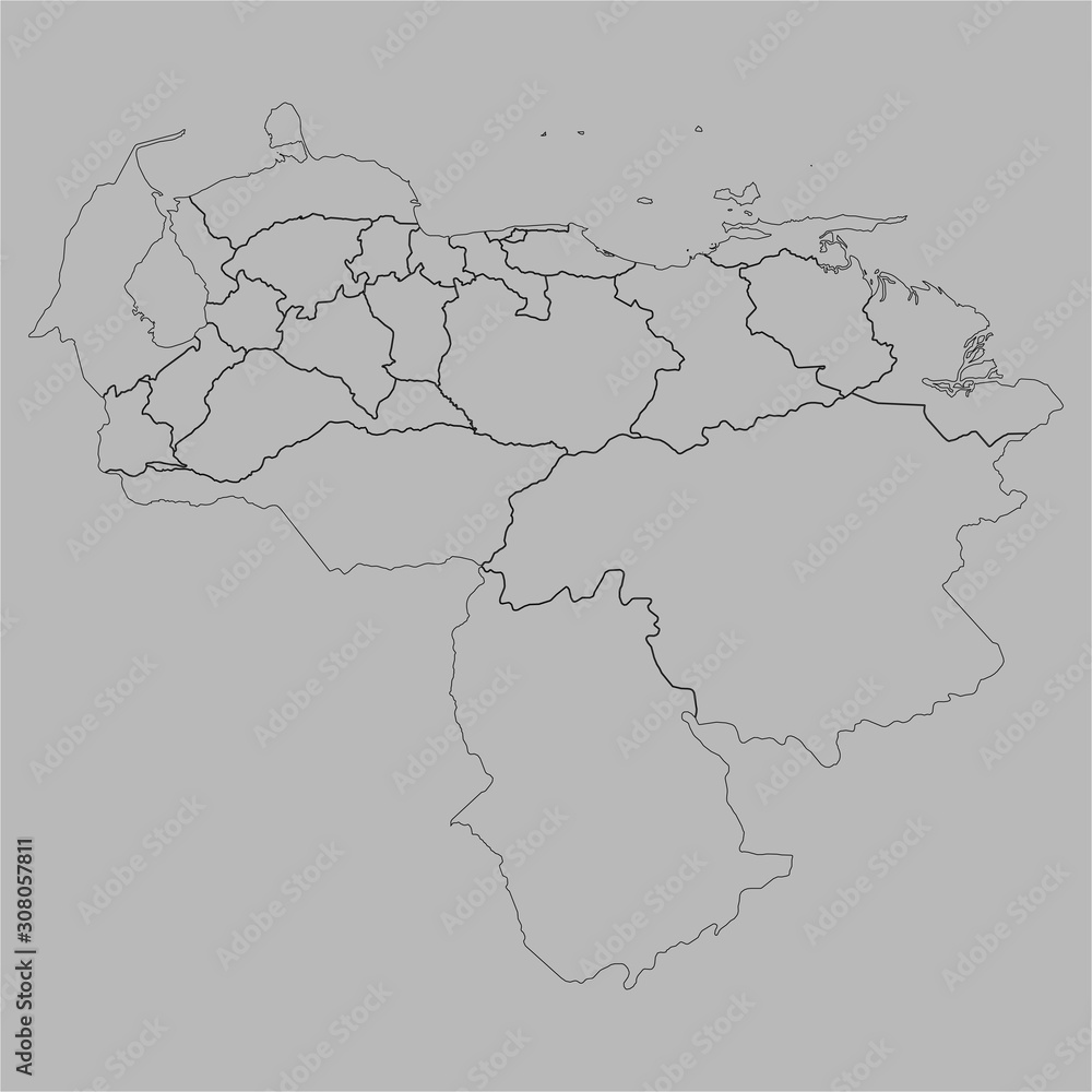 Venezuela political map outline vector. Gray background. Stock Vector ...