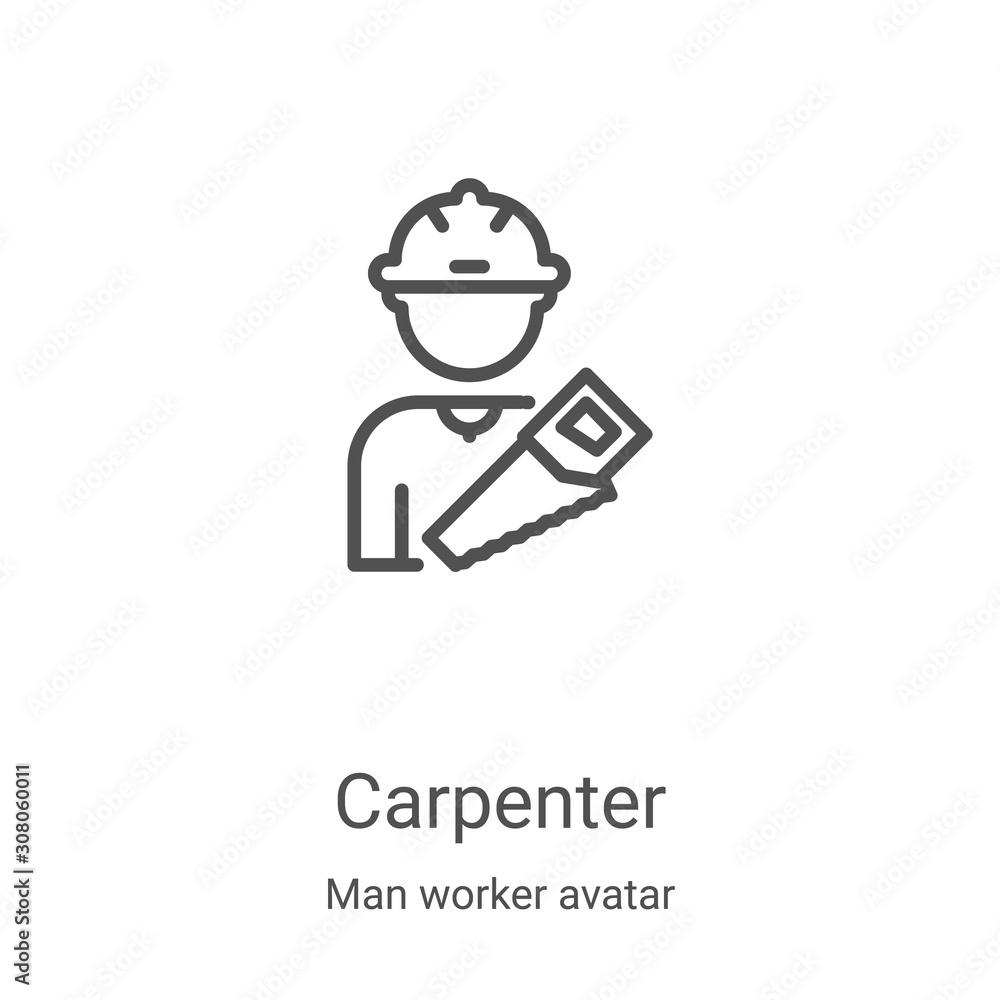 carpenter icon vector from man worker avatar collection. Thin line ...