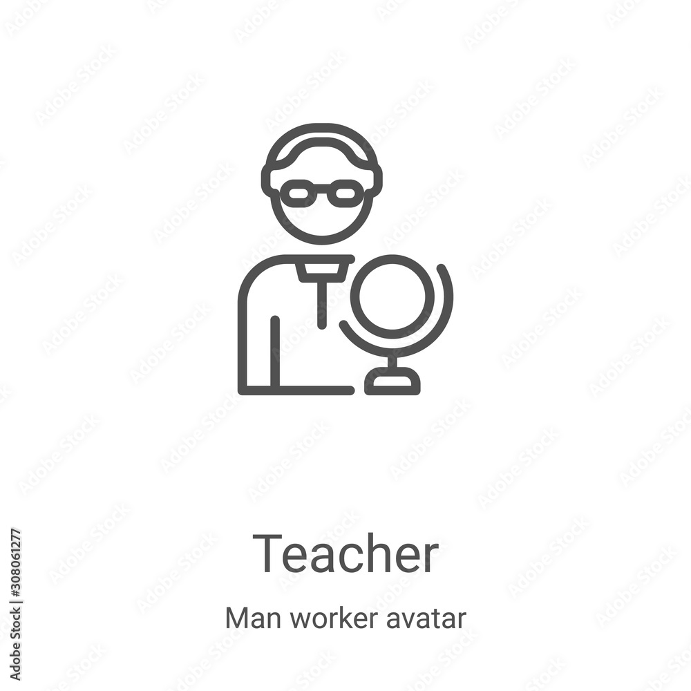 teacher icon vector from man worker avatar collection. Thin line ...