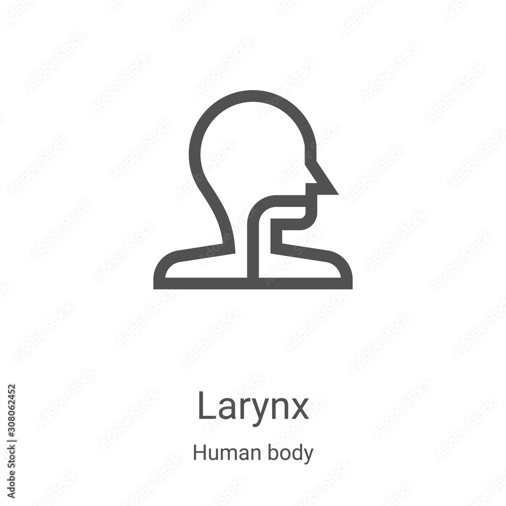 larynx icon vector from human body collection. Thin line larynx outline ...