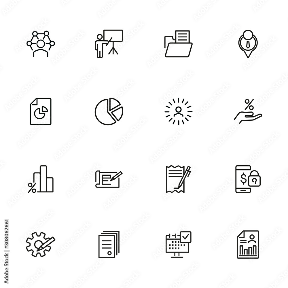 Reports line icon set. Presentation, diagram, bar chart. Analysis ...