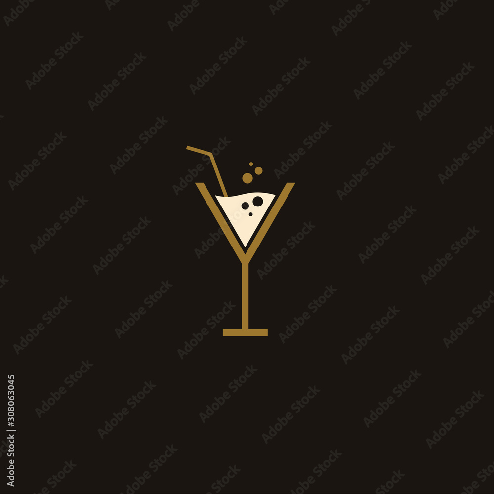 vintage glass Cocktail logo design vector. alcohol drink icon vector ...