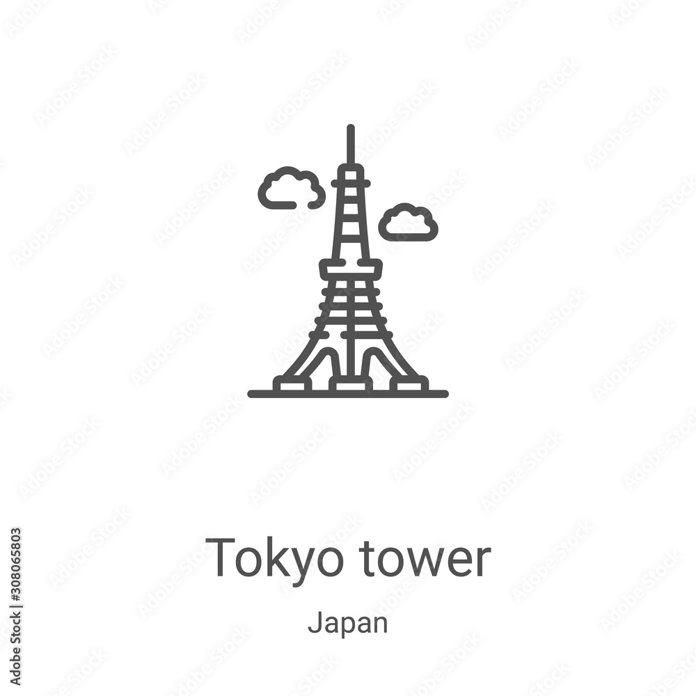 tokyo tower icon vector from japan collection. Thin line tokyo tower ...