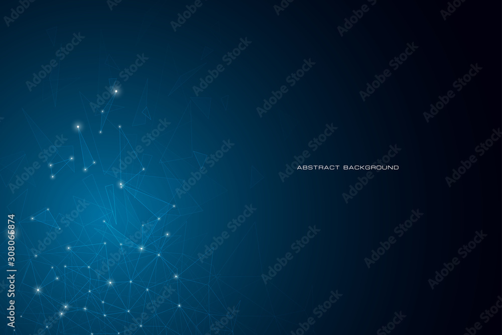 Geometric abstract background with connected line and dots. Network and connection background ...