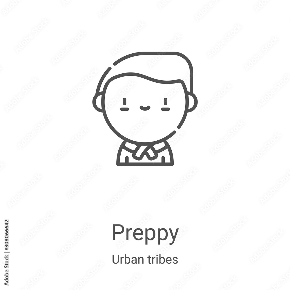 preppy icon vector from urban tribes collection. Thin line preppy ...