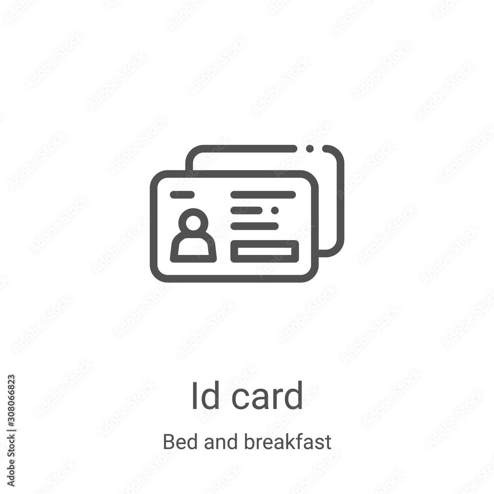 id card icon vector from bed and breakfast collection. Thin line id card outline icon vector ...