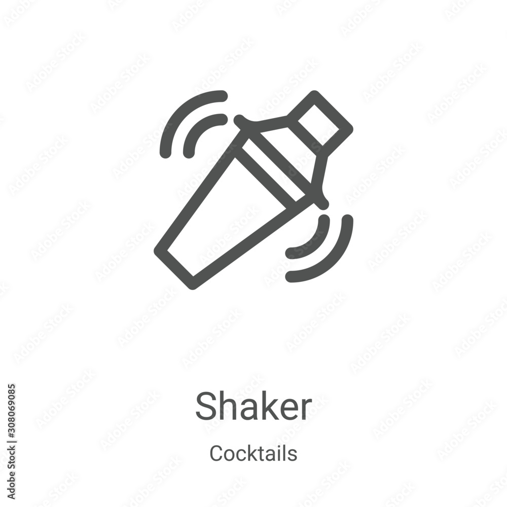shaker icon vector from cocktails collection. Thin line shaker outline ...