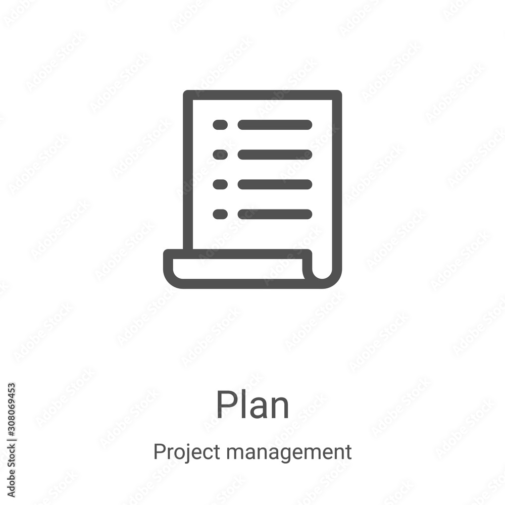 plan icon vector from project management collection. Thin line plan ...