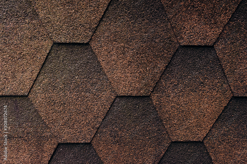 Soft shingles tiles closeup. The texture of the roof of the roof, made ...