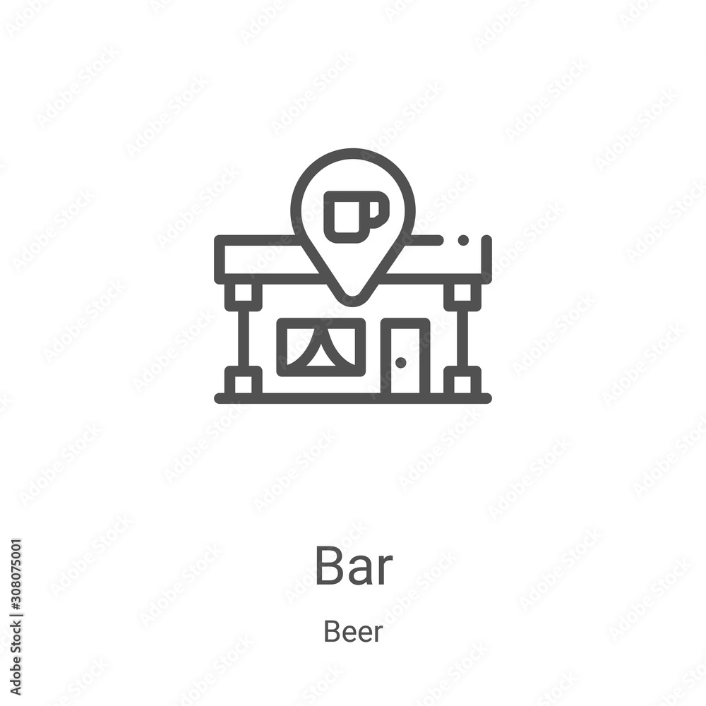 bar icon vector from beer collection. Thin line bar outline icon vector ...