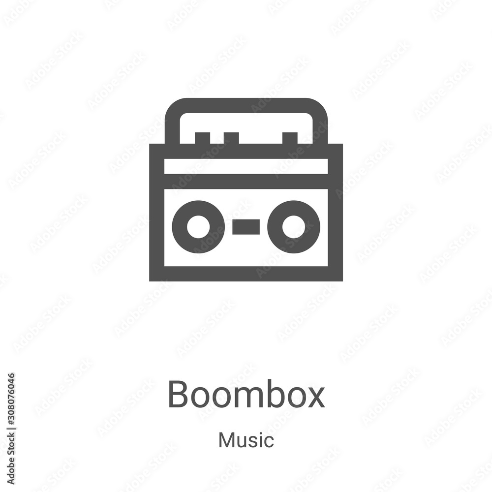 boombox icon vector from music collection. Thin line boombox outline ...