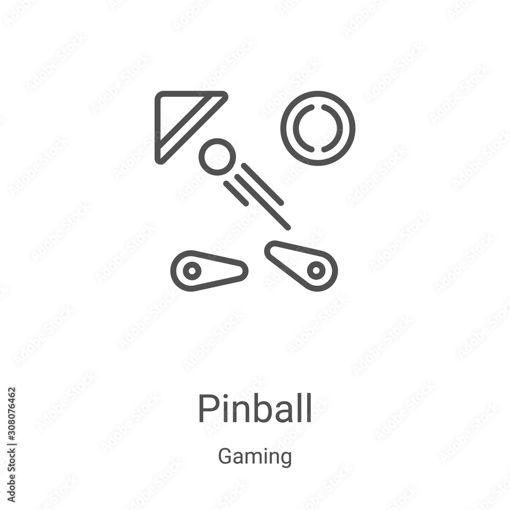pinball icon vector from gaming collection. Thin line pinball outline ...