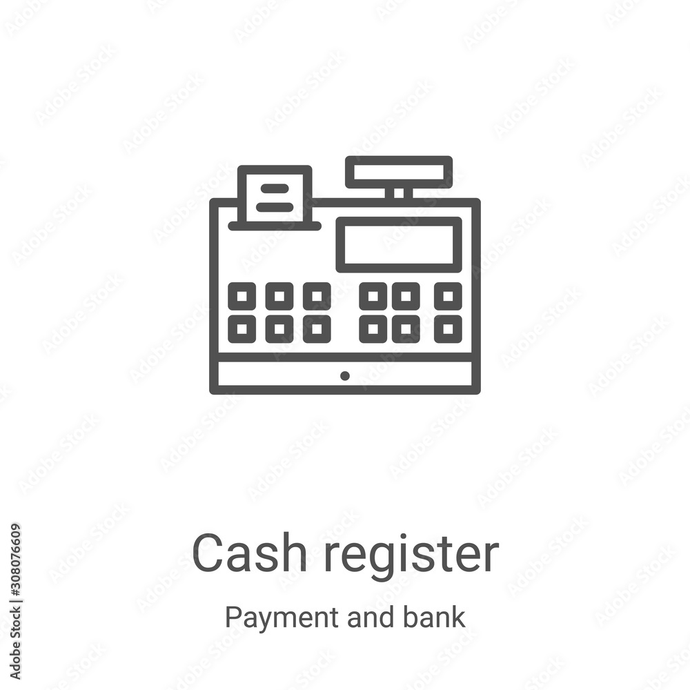cash register icon vector from payment and bank collection. Thin line ...