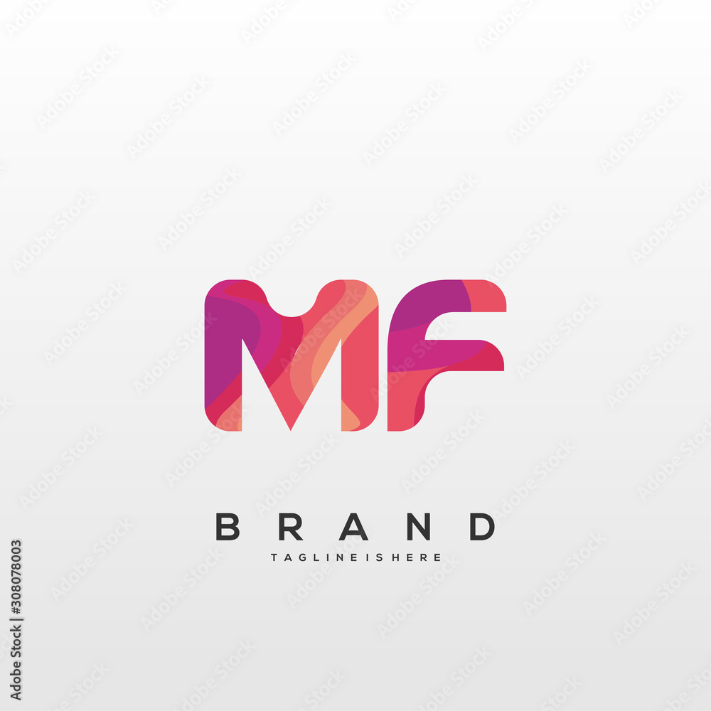 Initial letter MF logo with colorful, letter combination logo design ...
