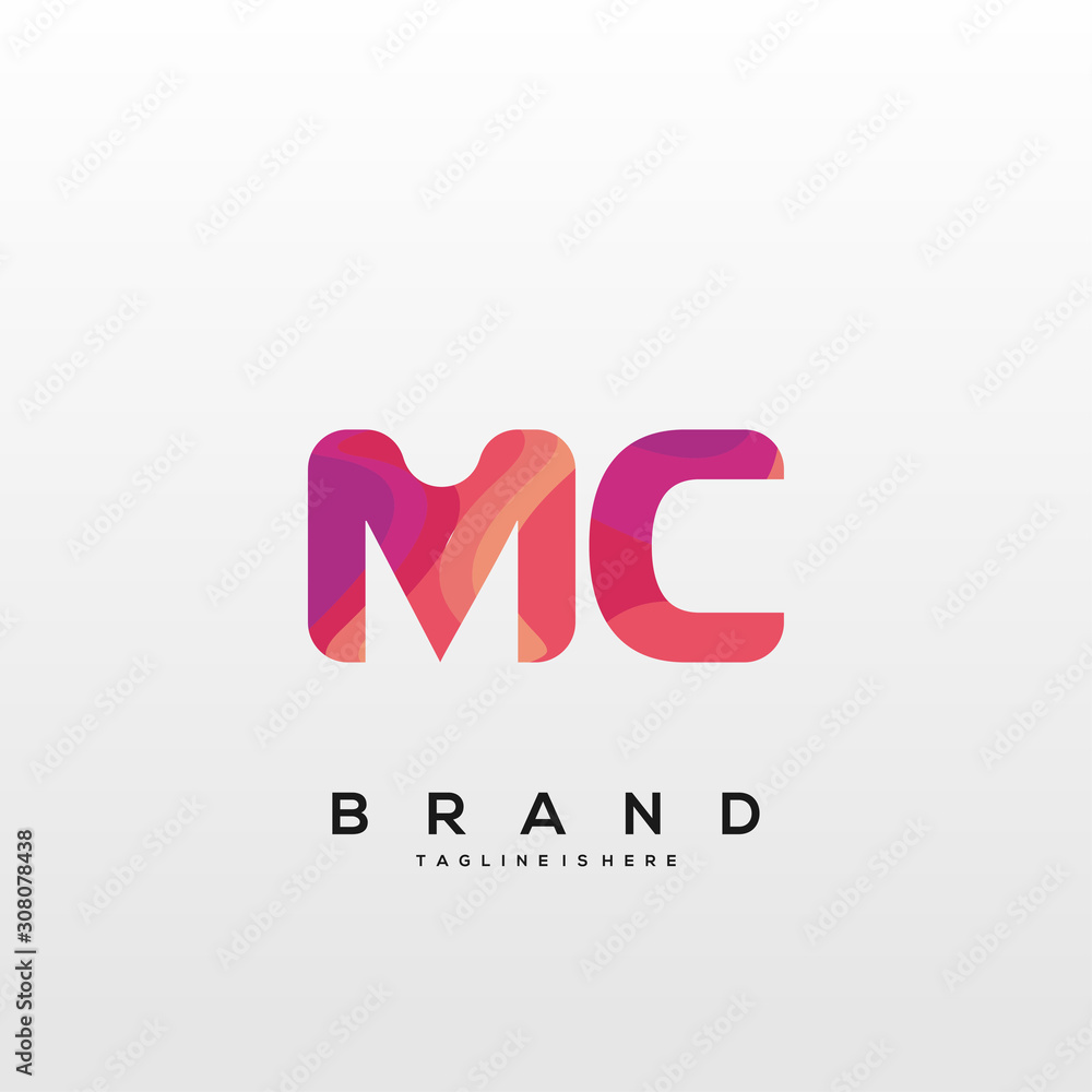 Initial letter MC logo with colorful, letter combination logo design ...