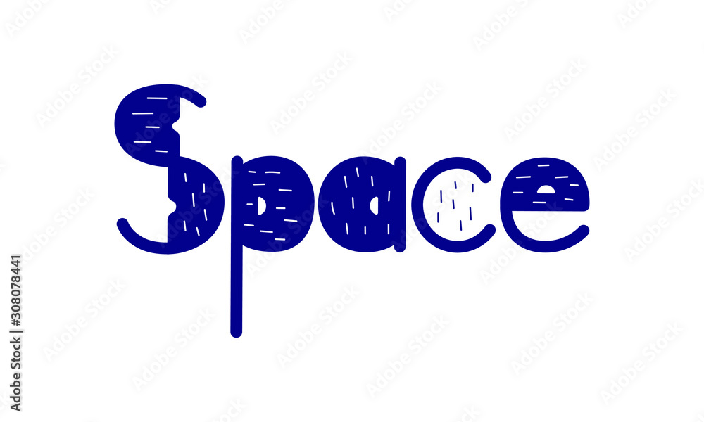 Word space in dark blue color on white background. Line art isolated ...