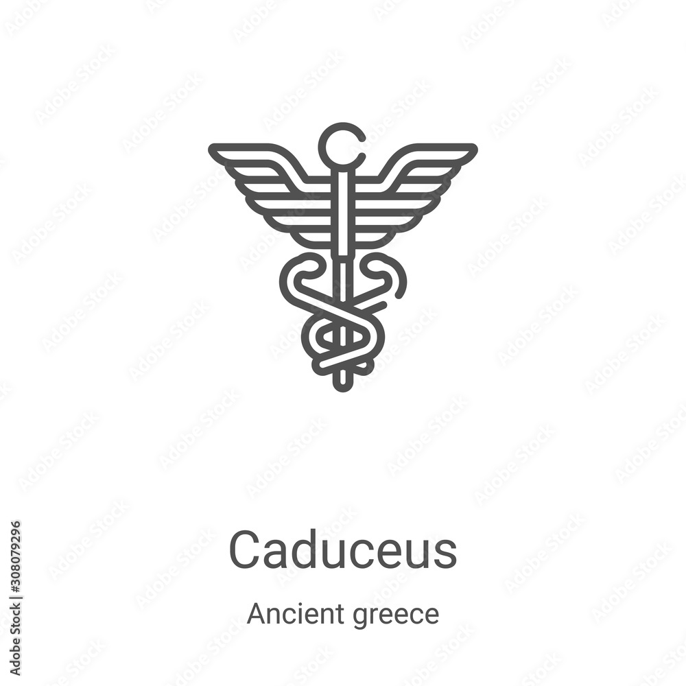 caduceus icon vector from ancient greece collection. Thin line caduceus ...