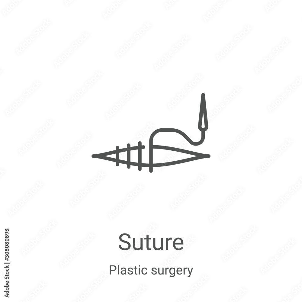 suture icon vector from plastic surgery collection. Thin line suture ...