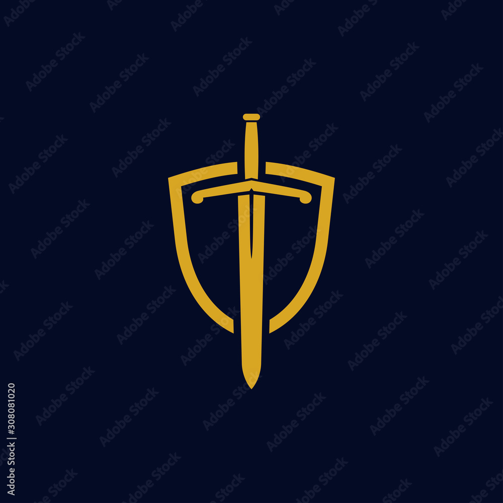 Vetor de premium elegant linear sword and shield logo design vector ... Vetor de premium elegant linear sword and shield logo design vector ...