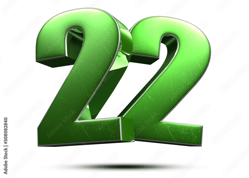 22 3d numbers green on white background.(with Clipping Path). Stock ...