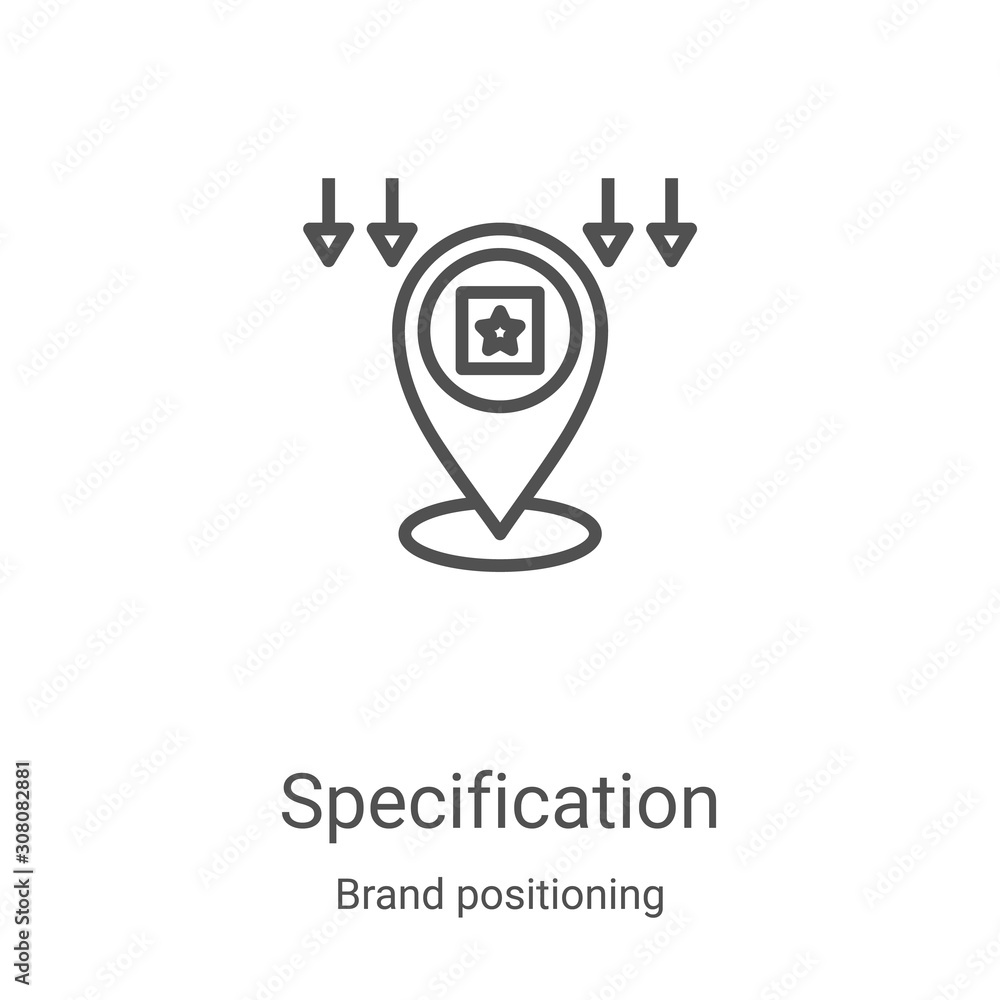 specification icon vector from brand positioning collection. Thin line ...