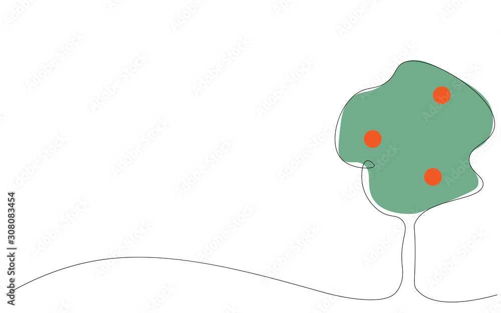 Fruit tree background line drawing, vector illustration Stock Vector ...