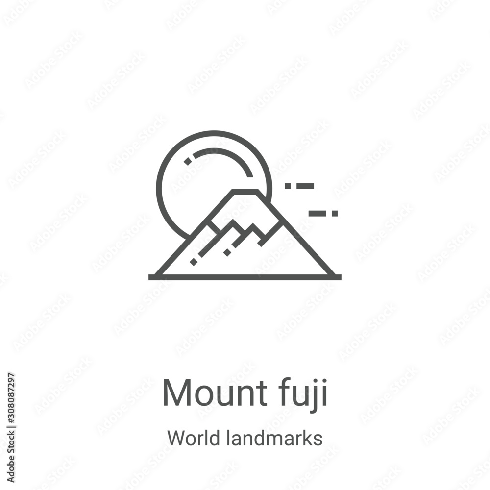 mount fuji icon vector from world landmarks collection. Thin line mount ...