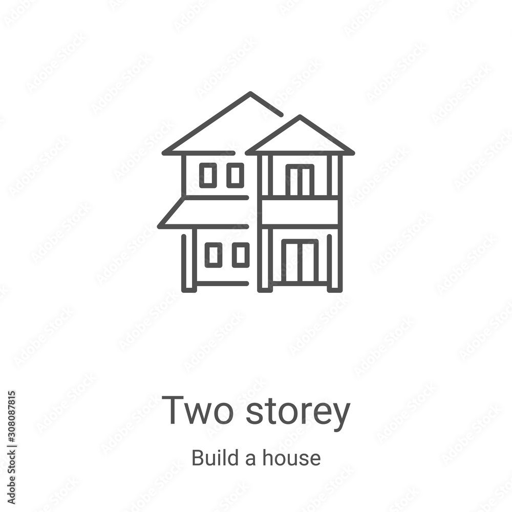 two storey icon vector from build a house collection. Thin line two ...