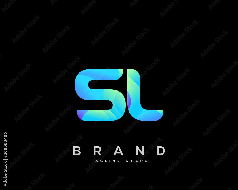 Initial letter SL logo with colorful, letter combination logo design ...