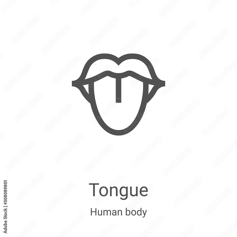 tongue icon vector from human body collection. Thin line tongue outline ...