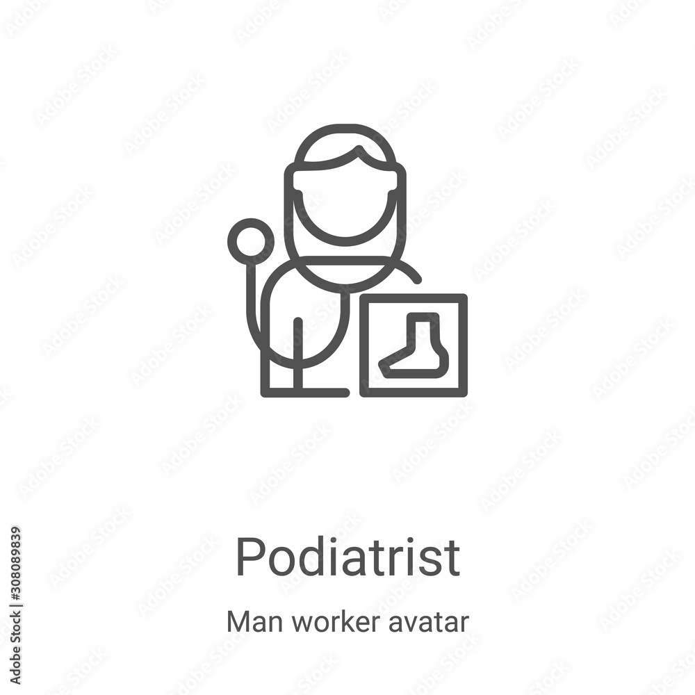 podiatrist icon vector from man worker avatar collection. Thin line ...