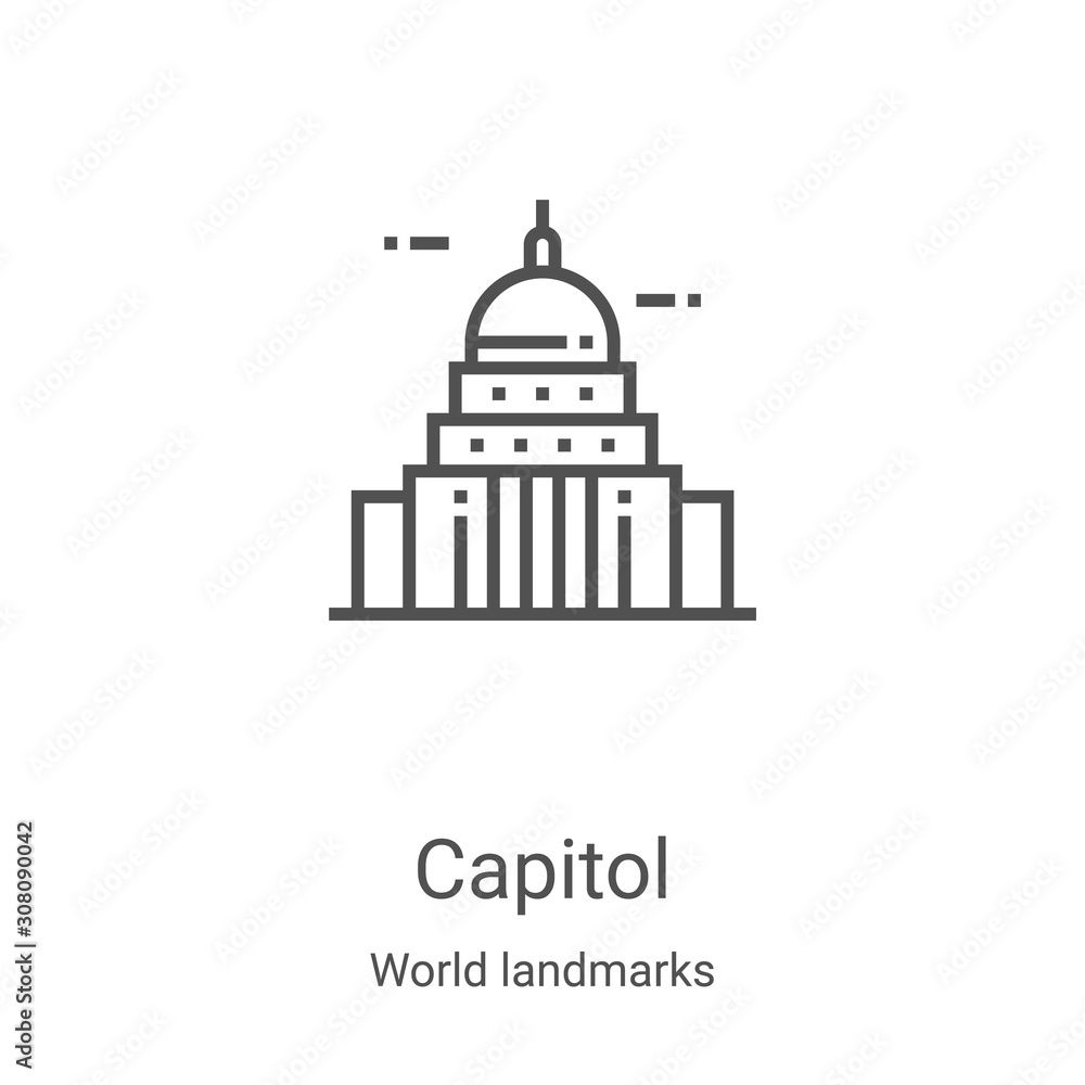 capitol icon vector from world landmarks collection. Thin line capitol ...