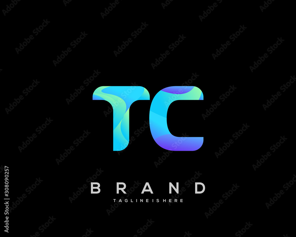 Initial letter TC logo with colorful, letter combination logo design ...